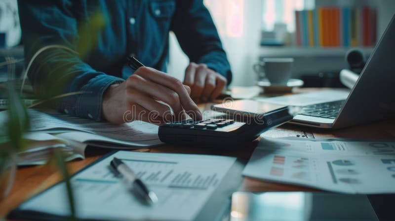 The Desk with Financial Tools.AI Generated Image Stock Photo - Image of ...