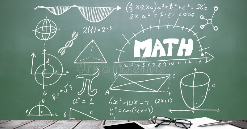 Math Diagrams on Blackboard Stock Image - Image of complicated ...