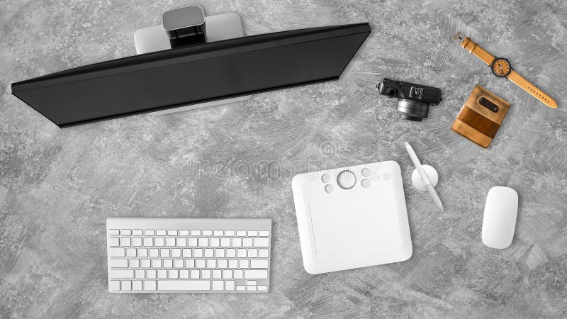 Desk of freelancer. stock image. Image of view, modern - 76276077