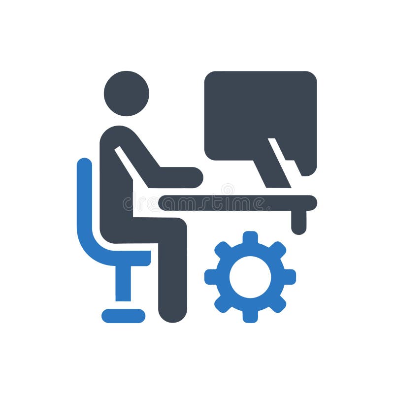 Desk Gear Setup Icon stock vector. Illustration of symbol - 350466530