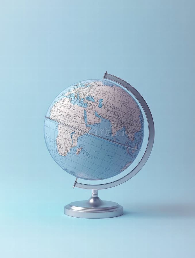 Detailed Globe Showing Continents and Countries on a Light Blue ...