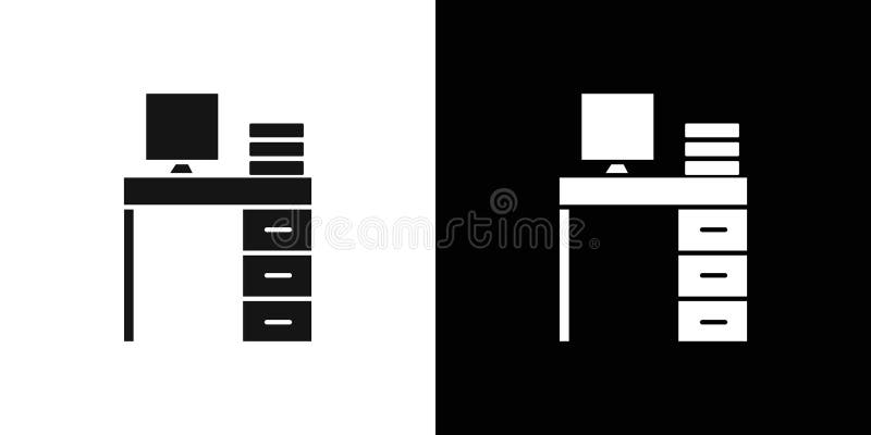 Desk Icon Flat Vector Set Outline Stock Vector - Illustration of vector, workplace: 332409202