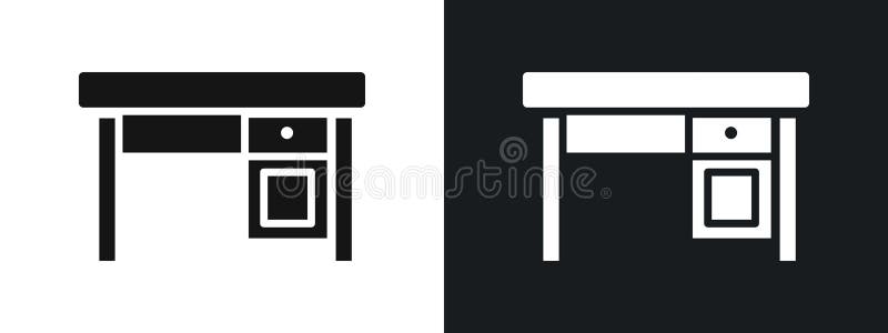 Desk Icon Linear Graphics Set Vector in Black Stock Vector ...