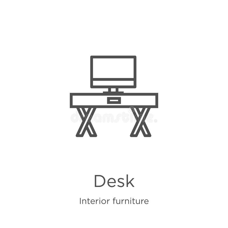 Desk Icon Vector from Interior Furniture Collection. Thin Line Desk ...