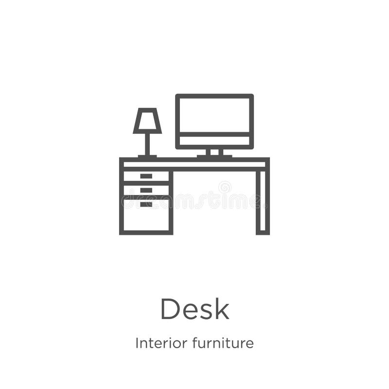 Desk Icon Vector from Interior Furniture Collection. Thin Line Desk ...
