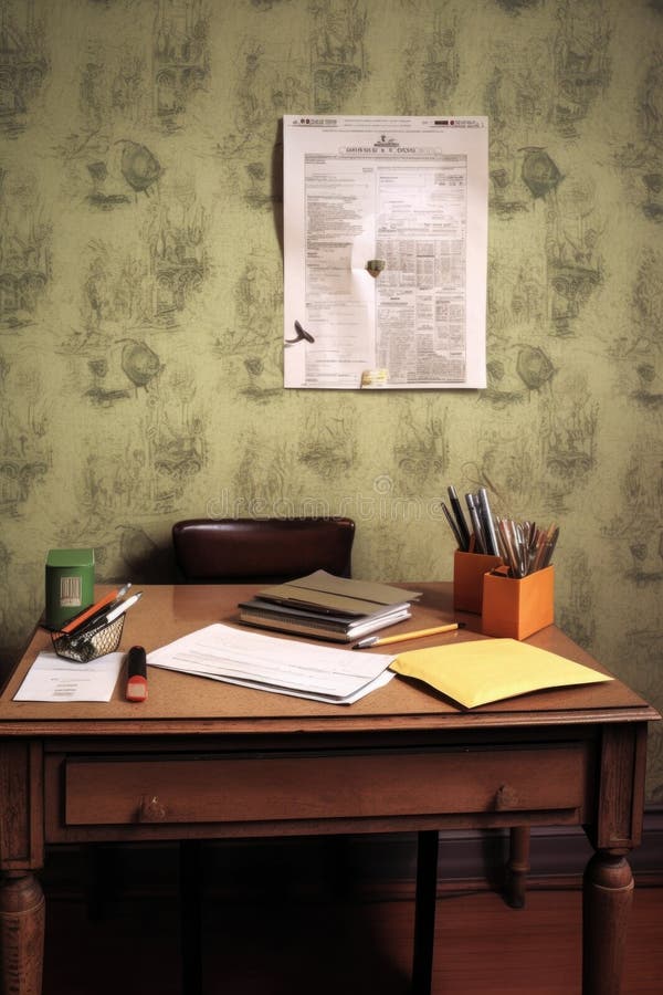 A Desk with Job Applications, Resume, and Pen Stock Illustration - Illustration of office ...