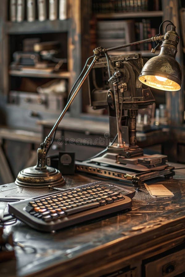 Desk Keyboard Lamp Suitable Office Technology Concepts Stock Photos ...