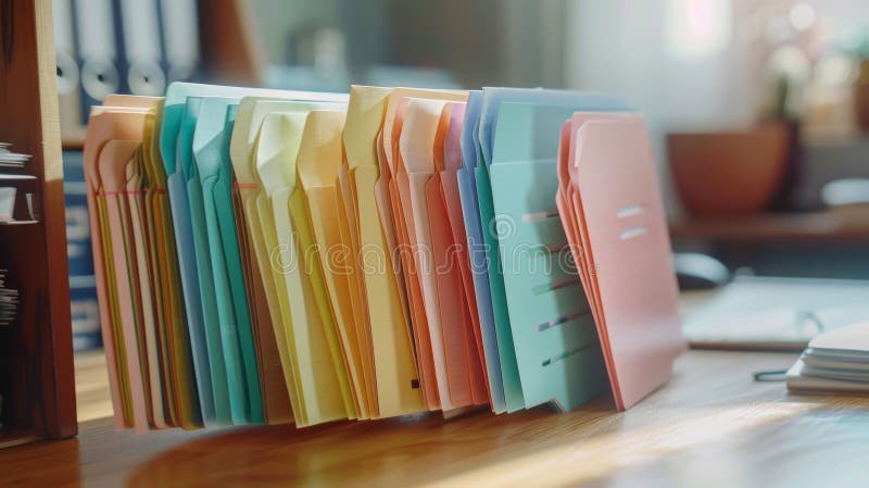 A Desk with Labels on Different Folders for Bills Important Documents ...