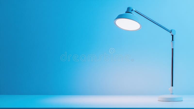 Desk Lamp Emitting Soft Blue Light on a Minimalist Table in a ...