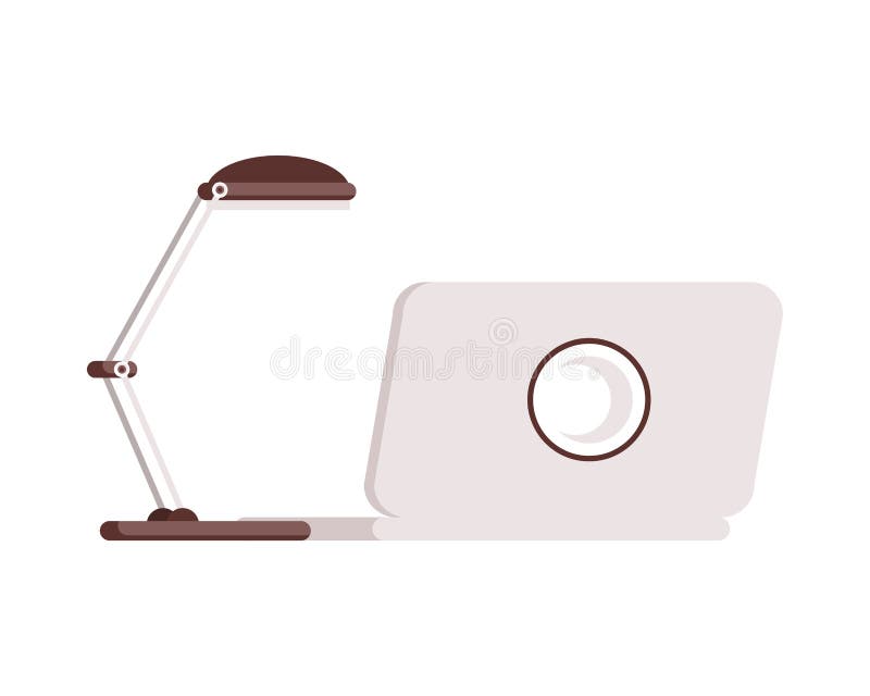 Desk Lamp with Laptop Computer Device Stock Vector - Illustration of ...