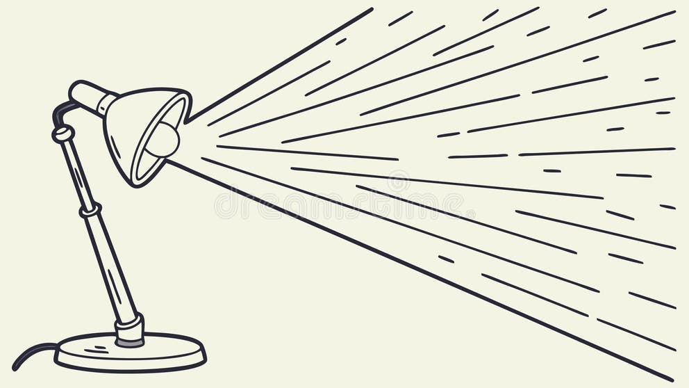 Desk Lamp with Light Rays, Focused Illumination, Study Light, Vector ...