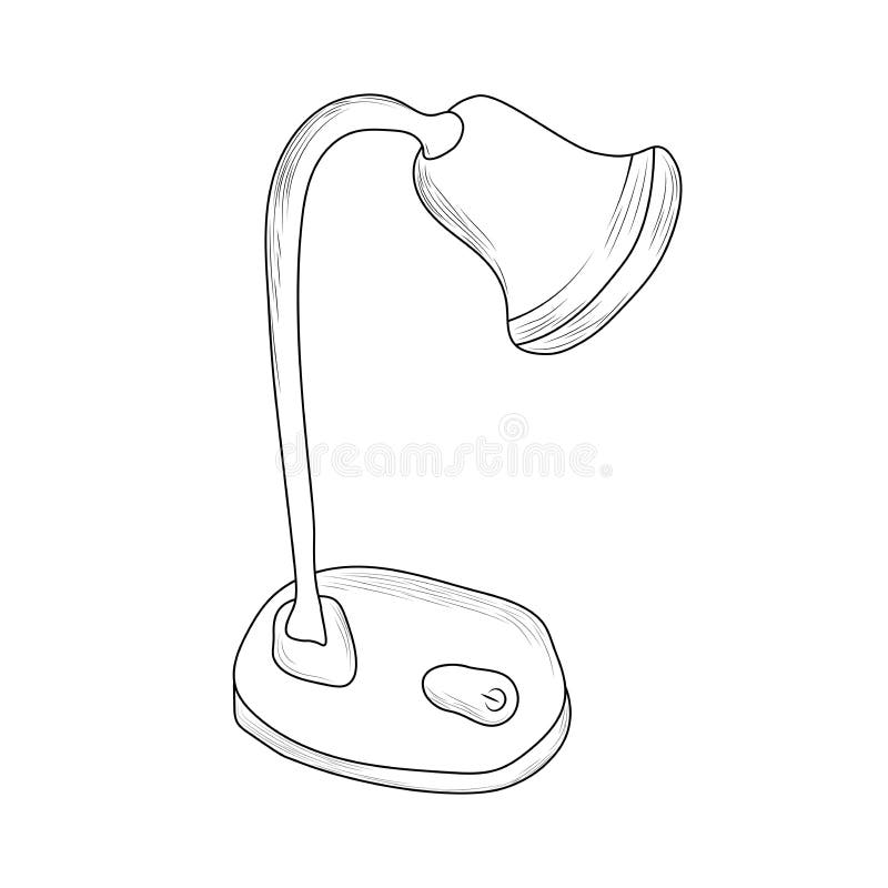 Desk Lamp Lineart, Outline Drawing of an Office Lamp for Coloring Stock ...