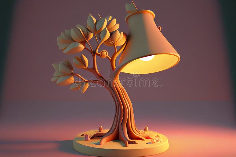 Desk Lamp in the Shape of Tree, Ai Illustration Stock Illustration ...