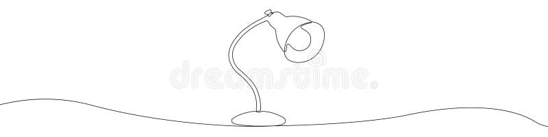 Desk Lamp Vector One Line Draw Icon. Lamp Linear Continuous Outline in ...