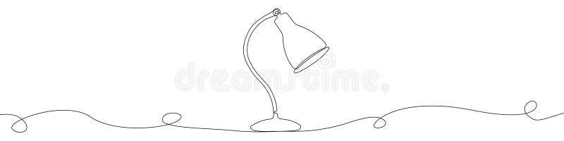 Desk Lamp Vector One Line Draw Icon. Lamp Linear Continuous Outline in ...