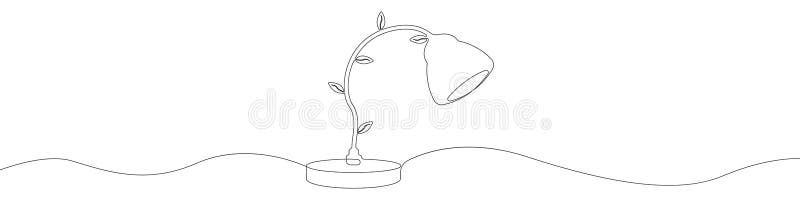 Desk Lamp Vector One Line Draw Icon. Lamp Linear Continuous Outline in ...