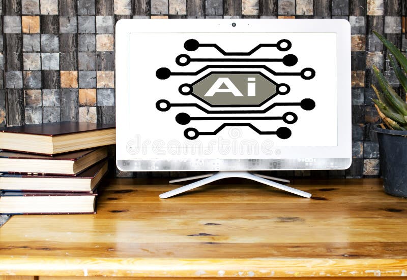 Desk: Laptop with AI (Artificial Intelligence) Concept Stock Image ...