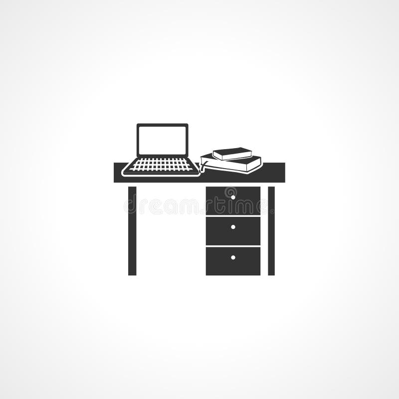 Desk with Laptop Icon. Desk with Laptop Vector Icon. Desk with Laptop ...