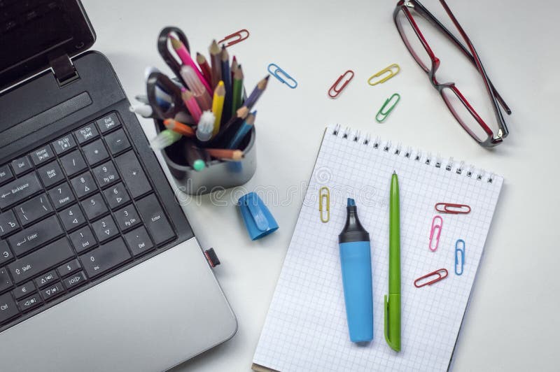 Notebook and Markers stock image. Image of colored, notebook - 51460925