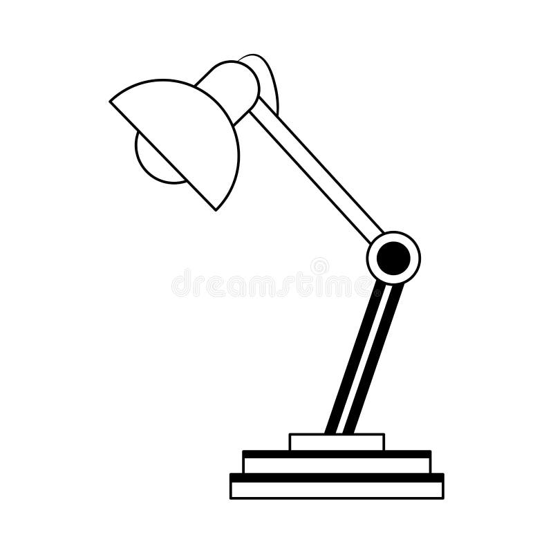 Desk Light Lamp Symbol in Black and White Stock Vector - Illustration ...