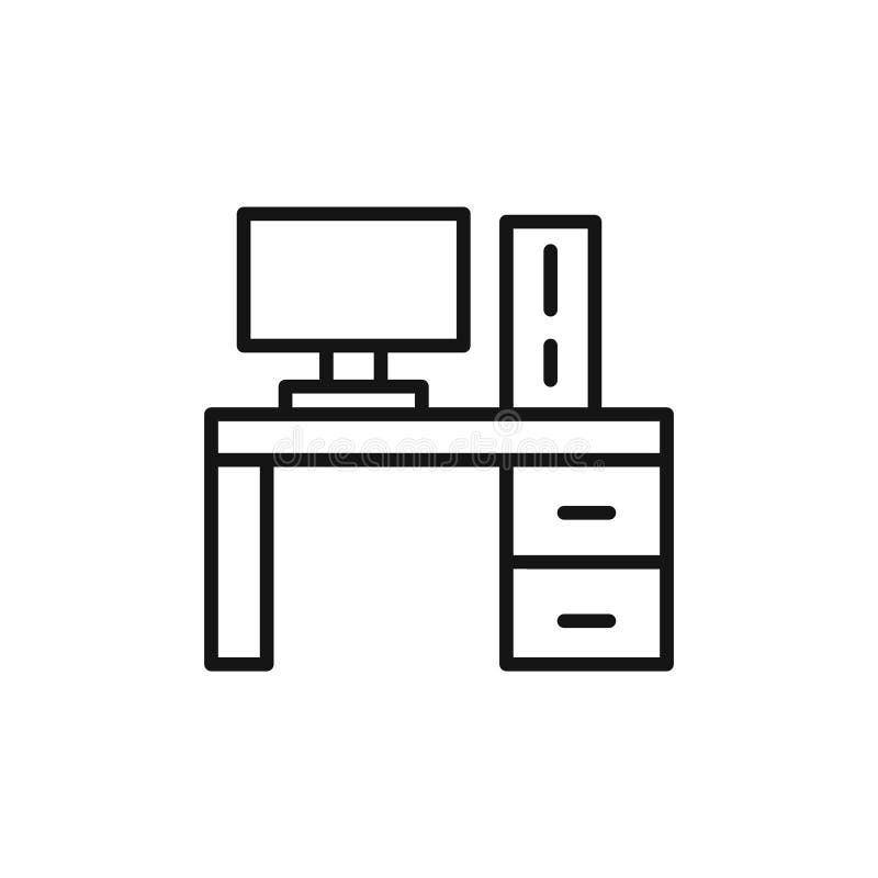 Desk Logo Sign Vector Outline Stock Vector - Illustration of table ...
