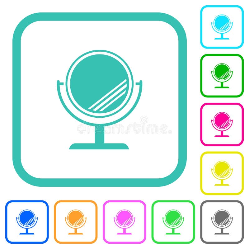 Desk Mirror with Reflection Vivid Colored Flat Icons Stock Vector ...