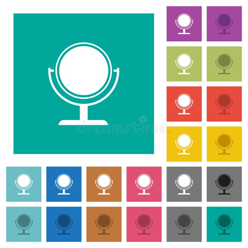 Desk Mirror Square Flat Multi Colored Icons Stock Vector - Illustration ...