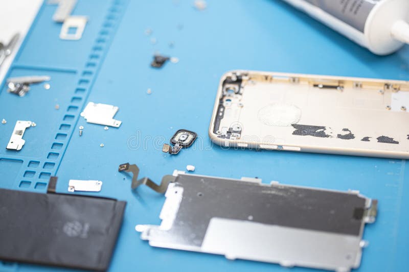 Desk of Mobile Phone Parts in Service Stock Photo - Image of phone ...