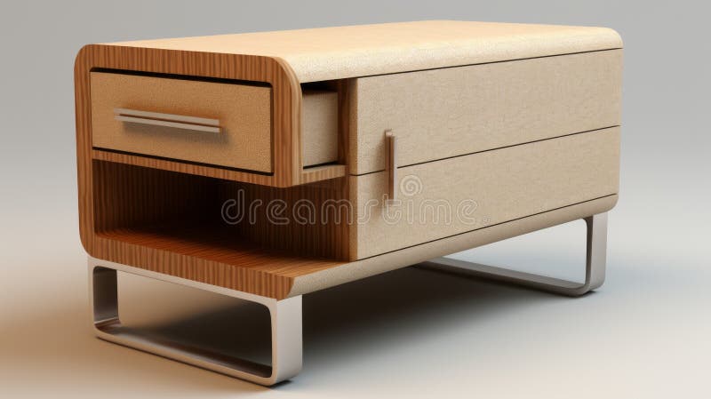 Expressive Art Deco Bedside Table - Raw and Textured 3d Design Stock ...