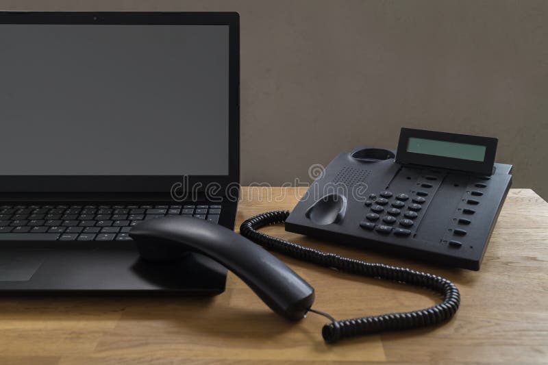 Desk with Notebook Pc and Phone. Stock Photo - Image of modern ...