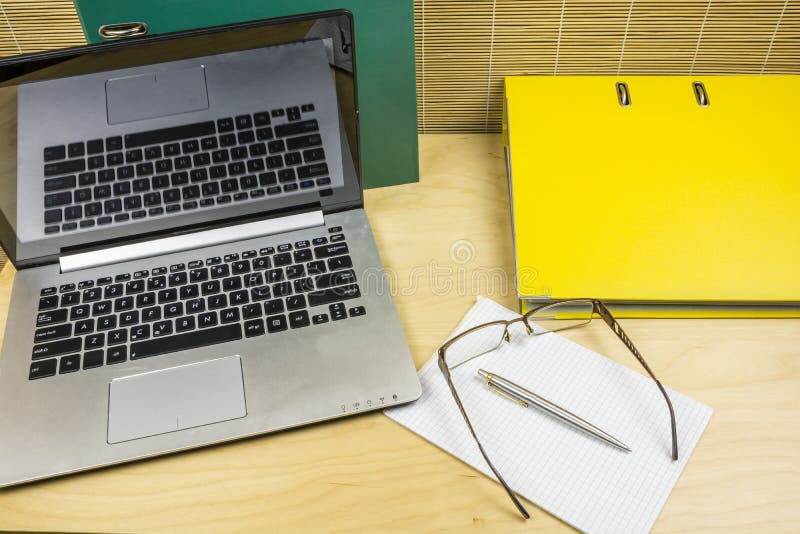Desk Office with Basic Tools. Stock Photo - Image of studio, laptop ...