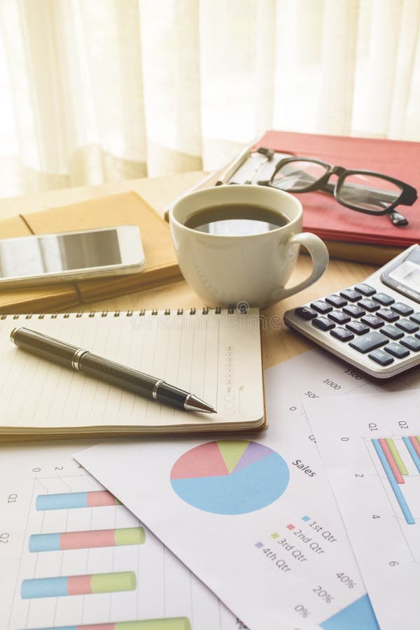 Desk Office Business Financial Accounting Calculate, Graph Analysis ...