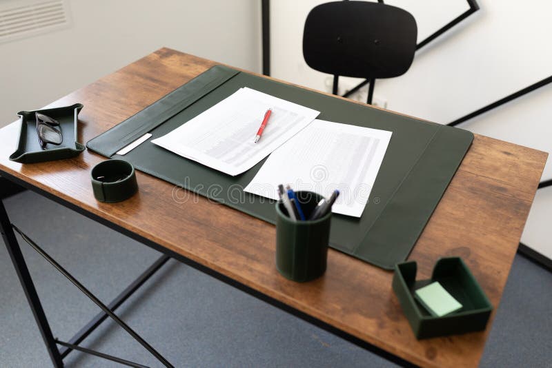 Desk in the Office with Documents and Stationery Stock Photo - Image of ...