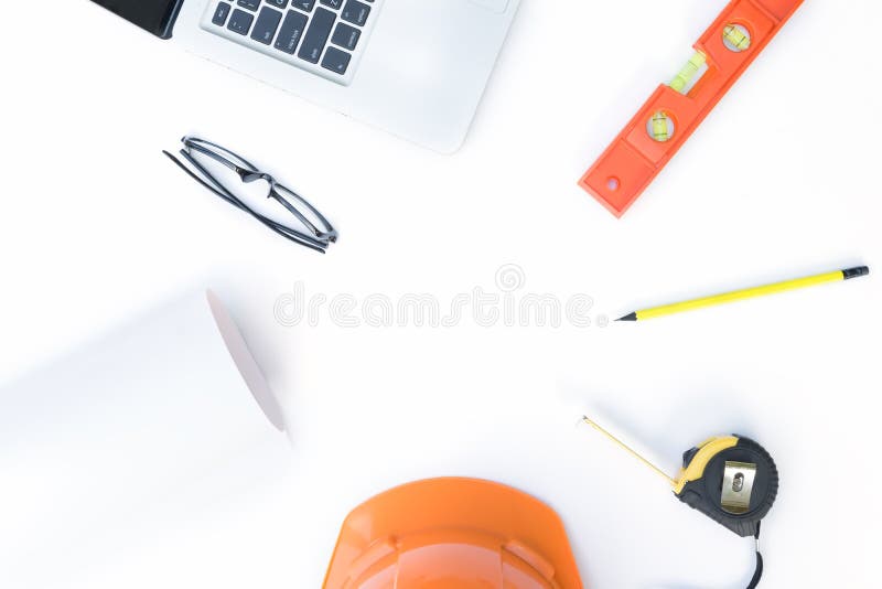 Desk Office of Engineer Building Design Stock Image - Image of building ...