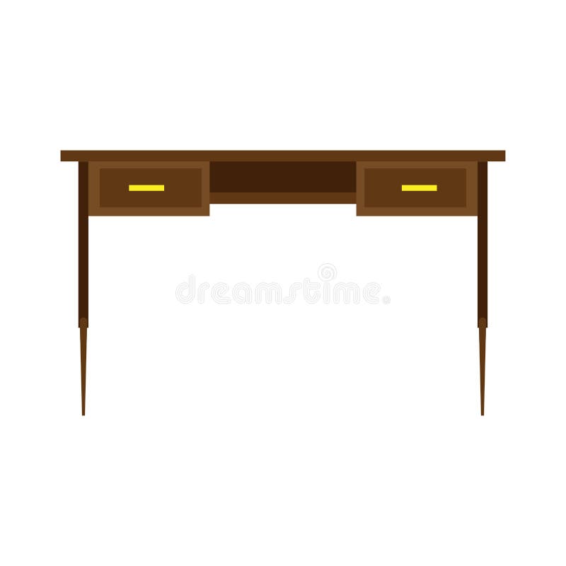 Desk Office Front View Vector Table. Business Wooden Workplace Isolated ...