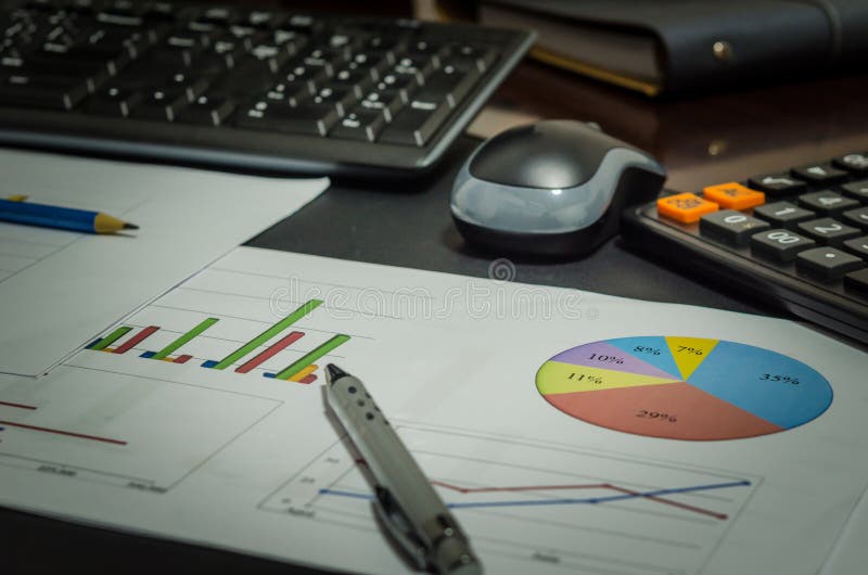 Desk office and Graph stock image. Image of keyboard - 90479337