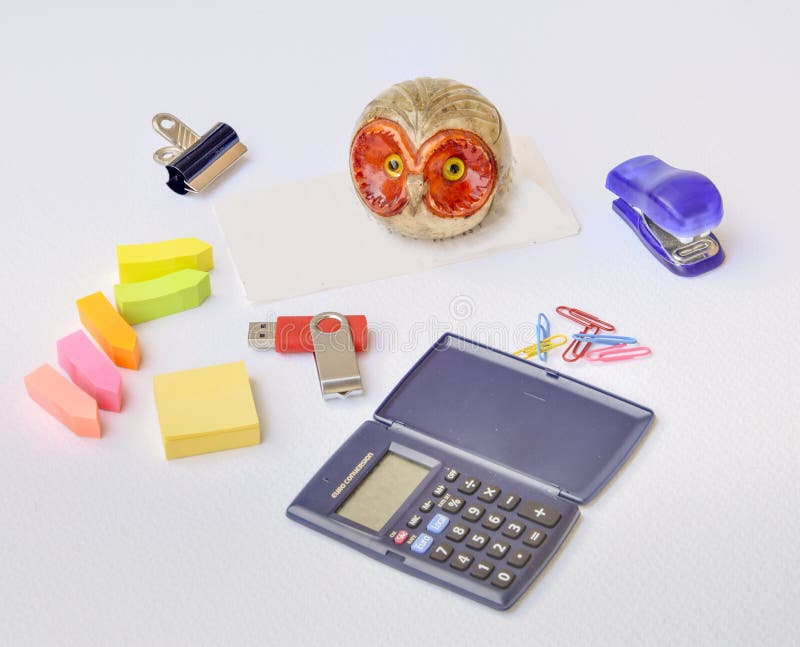 Desk and office objects. stock photo. Image of clipboard - 185524718