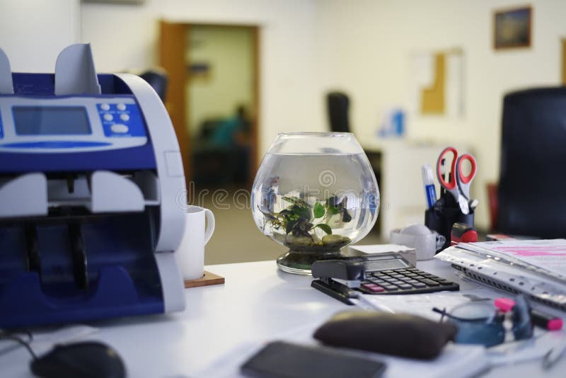 The Desk in the Office Room with Different Items. Working Conditions ...