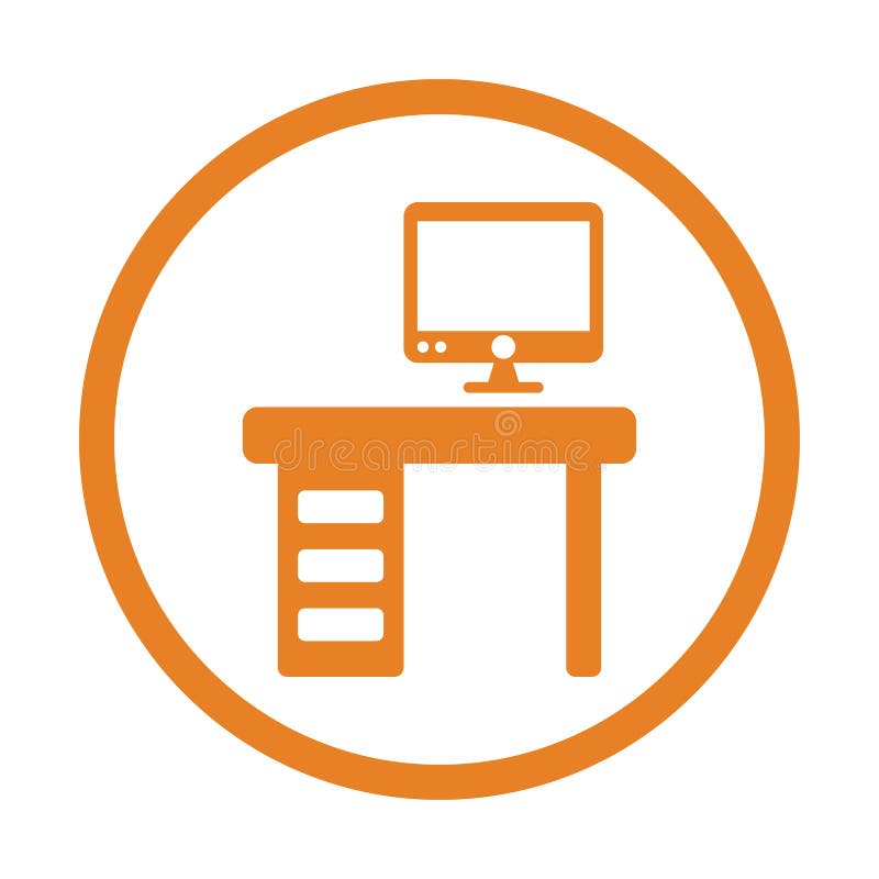 Desk, Office, Table Icon. Orange Color Vector EPS Stock Vector ...