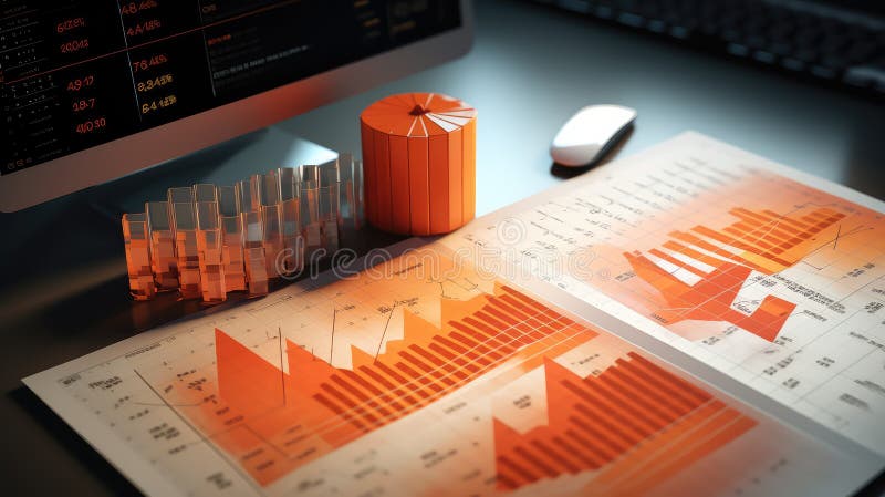 Desk Orange Data Background Stock Illustration - Illustration of ...