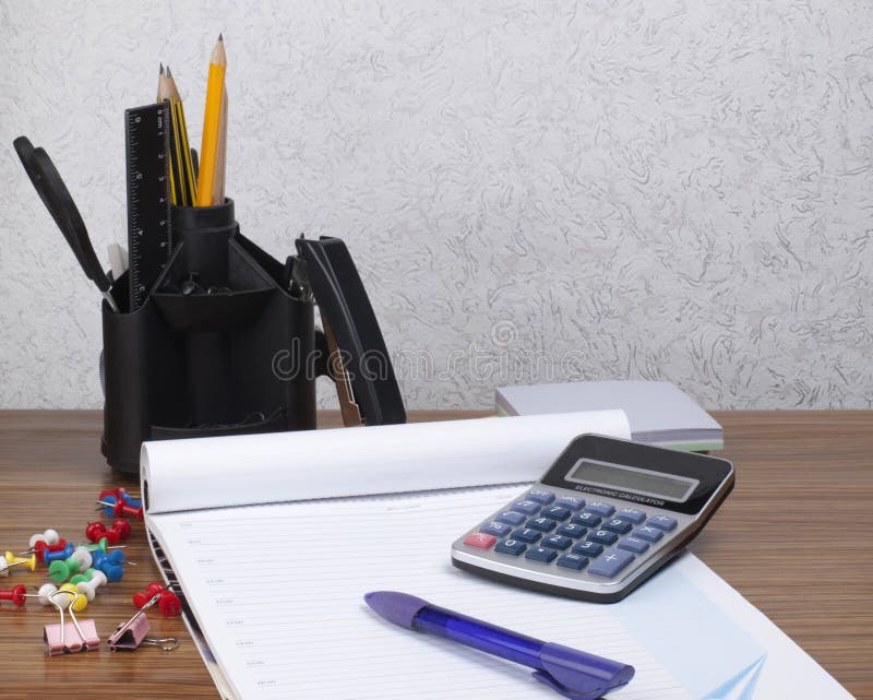Desk Organizer with Office Tools Stock Image - Image of black, scissors ...