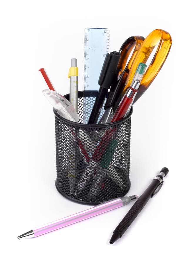 Desk Organizer with Office Tools Stock Image - Image of organizer ...