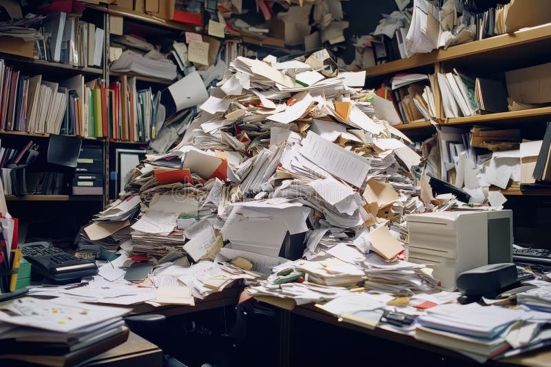 A Desk Overflowing with Paperwork and Documents Stock Illustration ...