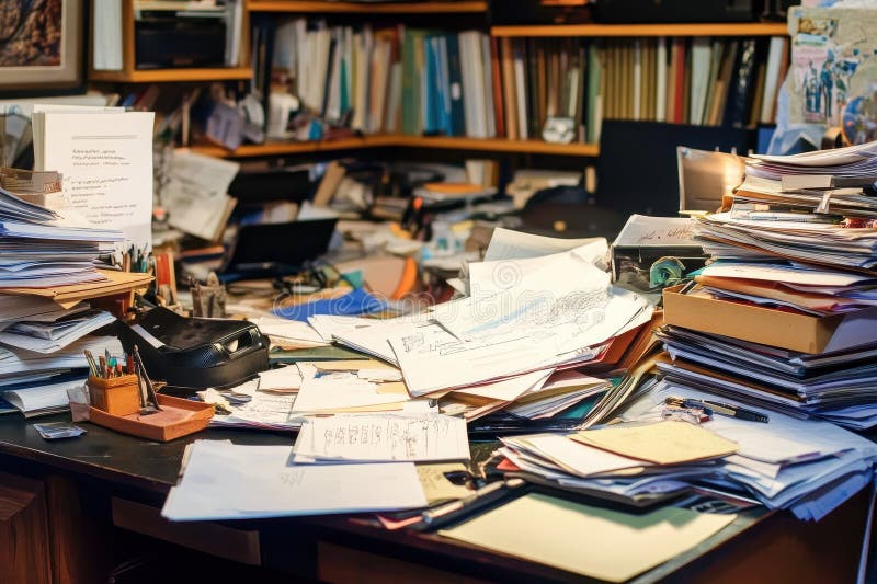 A Desk Overwhelmed with Papers and Documents Stock Illustration ...