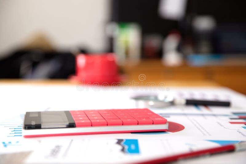A Desk of Papers and a Calculator Stock Image - Image of bank ...