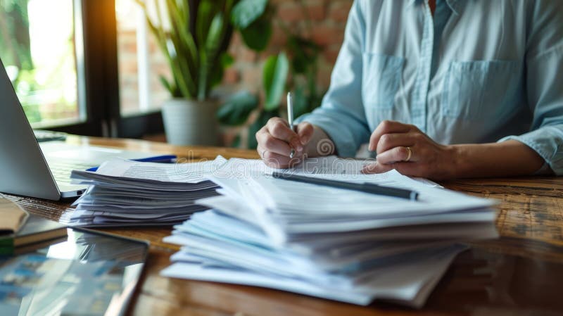 The Desk with Paperwork.AI Generated Image Stock Image - Image of ...