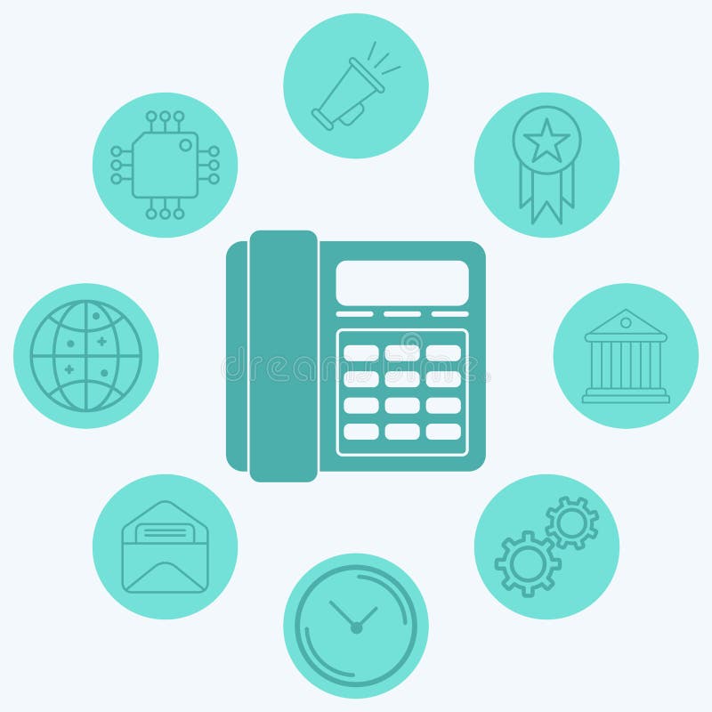 Desk Phone Vector Icon Sign Symbol Stock Vector - Illustration of ...