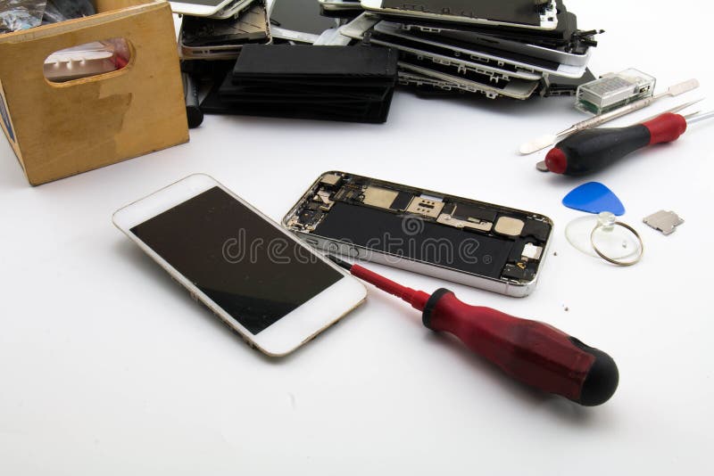 On the Desk. Preparing To Change Mobile Phone Screen. Mobile Phone ...