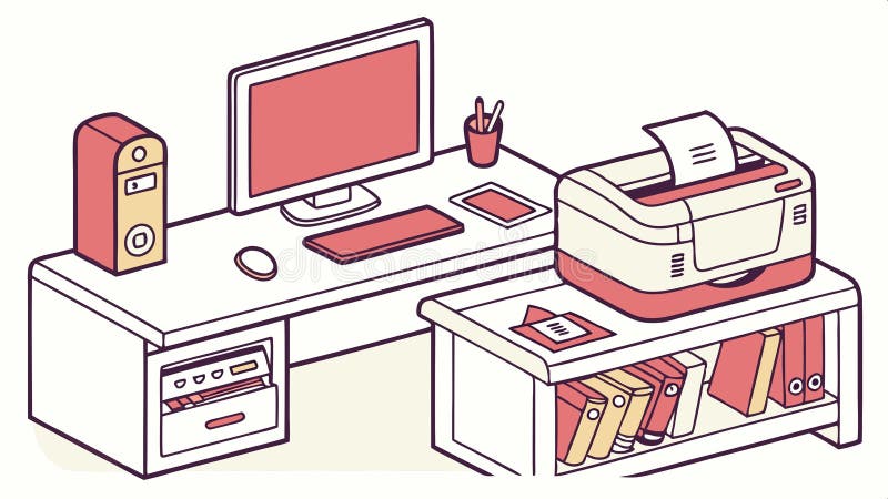 Desk and Printer, Office Equipment, Workspace Tools, and Workplace ...