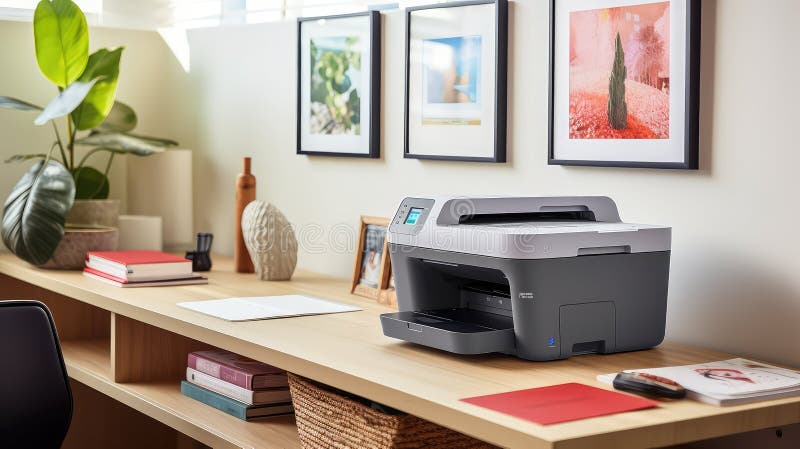 Desk printer office stock illustration. Illustration of process - 375528025